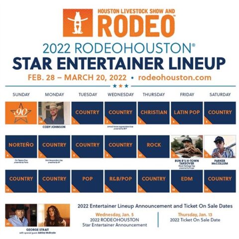 2022 RODEOHOUSTON® Star Entertainer Genre Calendar | Houston Livestock ...